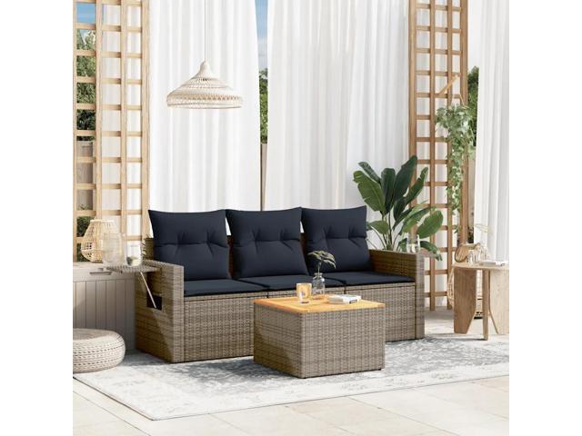 Click here for vidaXL 4 Piece Garden Sofa Set with Cushions Grey... prices