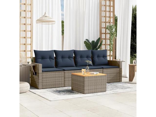 Click here for vidaXL 5 Piece Garden Sofa Set with Cushions Grey... prices