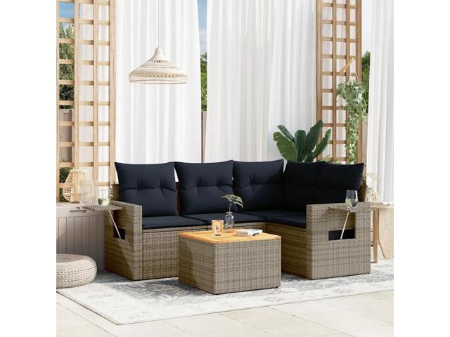 Click here for vidaXL 5 Piece Garden Sofa Set with Cushions Grey... prices