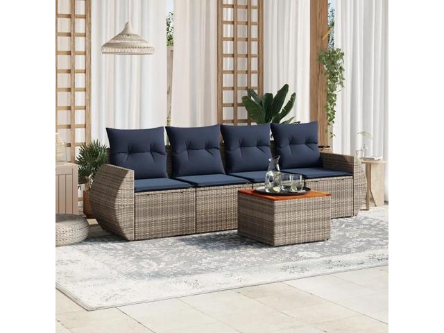 Click here for vidaXL 5 Piece Garden Sofa Set with Cushions Grey... prices