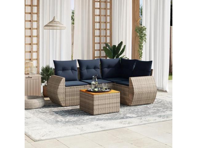 Click here for vidaXL 5 Piece Garden Sofa Set with Cushions Grey... prices