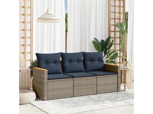 Click here for vidaXL 3 Piece Garden Sofa Set with Cushions Grey... prices