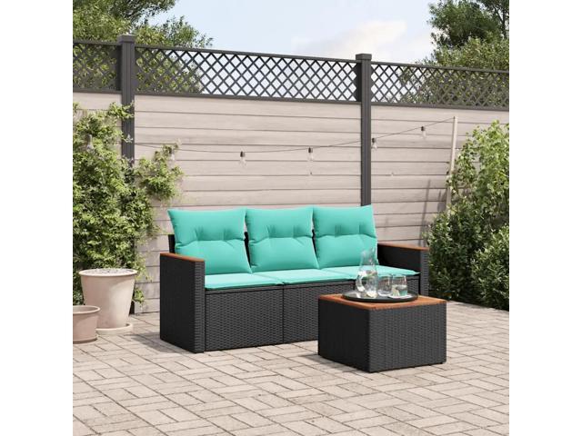 Click here for vidaXL 4 Piece Garden Sofa Set with Cushions Black... prices