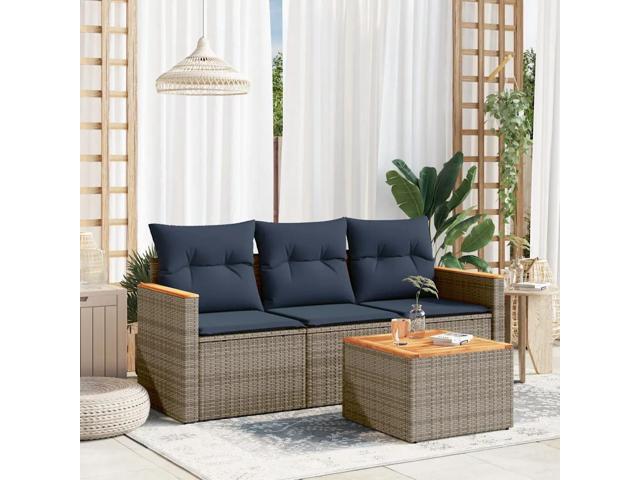 Click here for vidaXL 4 Piece Garden Sofa Set with Cushions Grey... prices