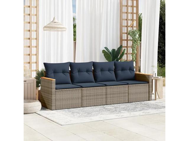 Click here for vidaXL 4 Piece Garden Sofa Set with Cushions Grey... prices