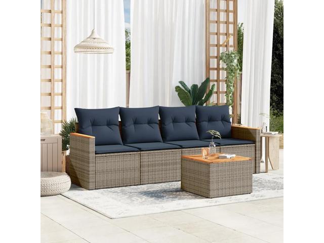 Click here for vidaXL 5 Piece Garden Sofa Set with Cushions Grey... prices