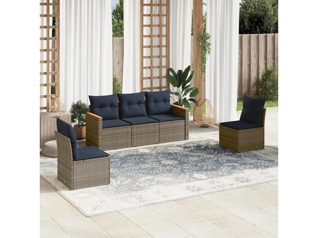 Click here for vidaXL 5 Piece Garden Sofa Set with Cushions Grey... prices