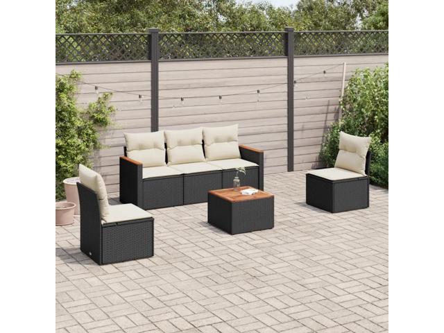 Click here for vidaXL Garden Sofa Set Black and Cream White PE Ra... prices
