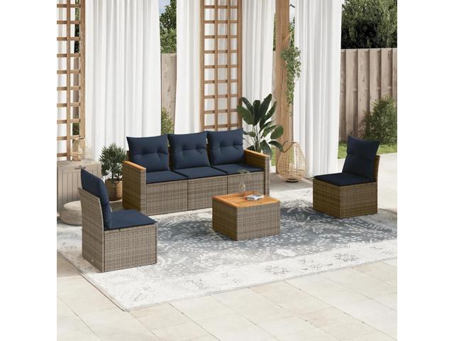 Click here for vidaXL 6 Piece Garden Sofa Set with Cushions Grey... prices