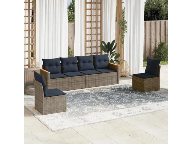 Click here for vidaXL 6 Piece Garden Sofa Set with Cushions Grey... prices