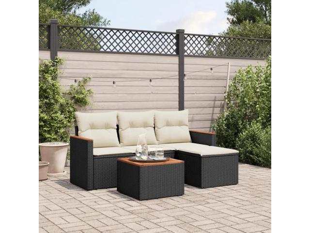 Click here for vidaXL Garden Sofa Set Black PE rattan Medium UV-r... prices