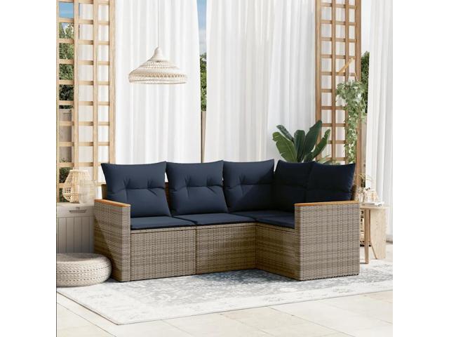 Click here for vidaXL 4 Piece Garden Sofa Set with Cushions Grey... prices