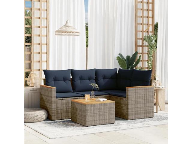 Click here for vidaXL 5 Piece Garden Sofa Set with Cushions Grey... prices