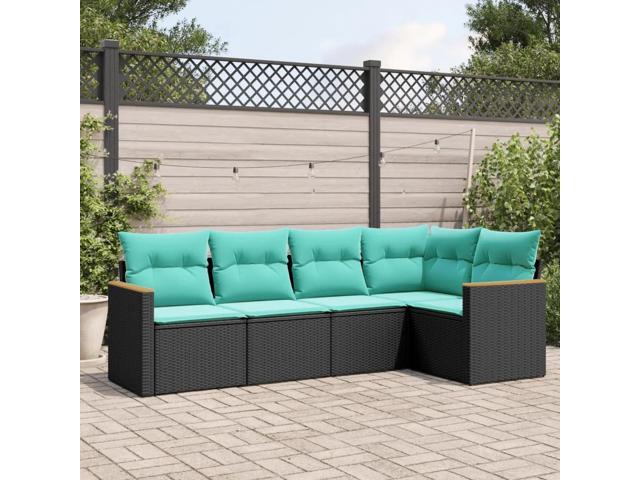 Click here for vidaXL Patio Sofa Set Black PE rattan  powder-coat... prices