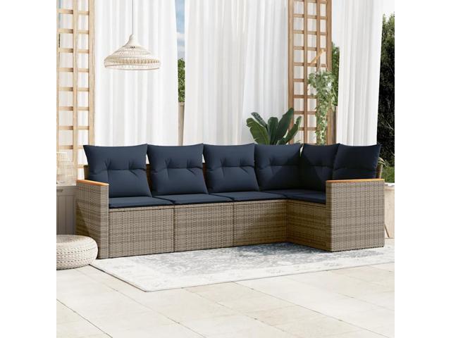 Click here for vidaXL 5 Piece Garden Sofa Set with Cushions Grey... prices