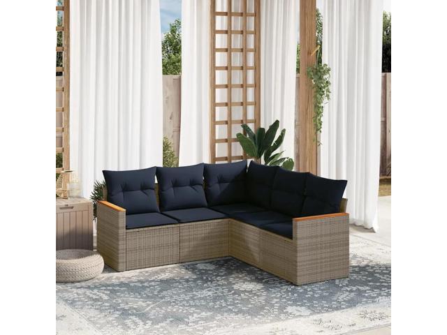 Click here for vidaXL 5 Piece Garden Sofa Set with Cushions Grey... prices