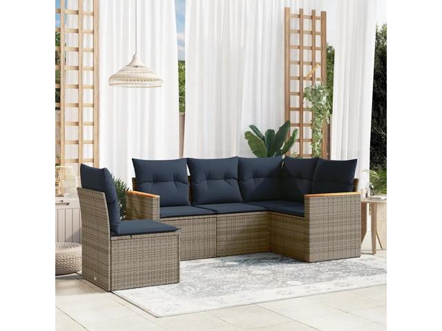 Click here for vidaXL 5 Piece Garden Sofa Set with Cushions Grey... prices