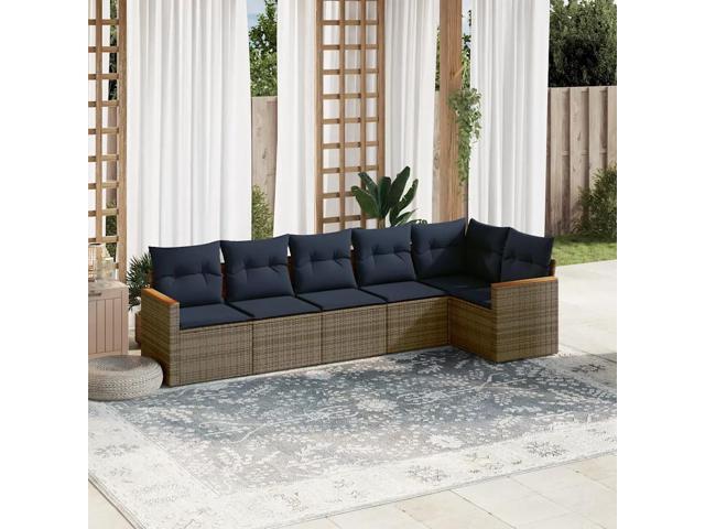 Click here for vidaXL 6 Piece Garden Sofa Set with Cushions Grey... prices