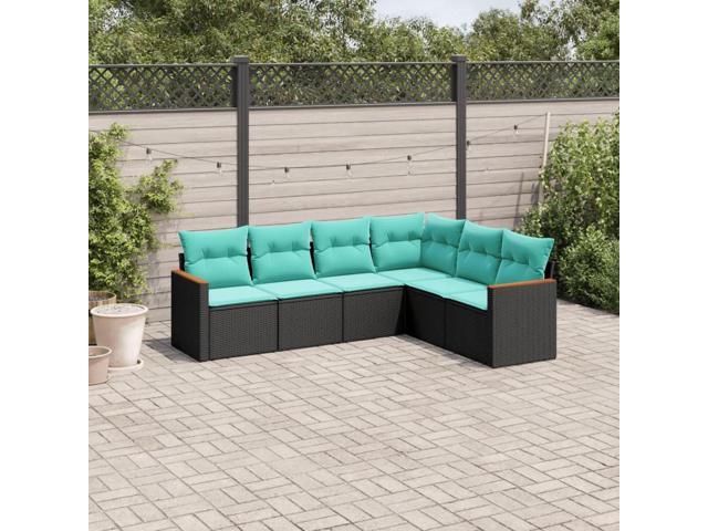 Click here for vidaXL Patio Sofa Set Black  Blue PE rattan  powde... prices