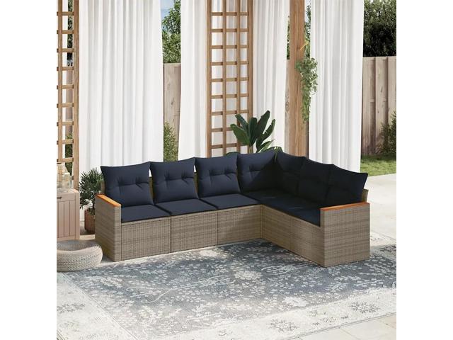 Click here for vidaXL 6 Piece Garden Sofa Set with Cushions Grey... prices