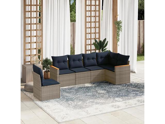 Click here for vidaXL 6 Piece Garden Sofa Set with Cushions Grey... prices