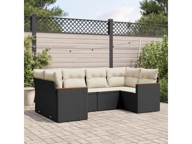 Click here for vidaXL Garden Sofa Set Black PE rattan  powder-coa... prices