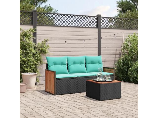Click here for vidaXL 4 Piece Garden Sofa Set with Cushions Black... prices