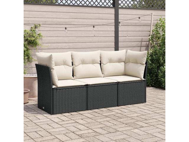 Click here for vidaXL Garden Sofa Set Black and Cream PE Rattan... prices