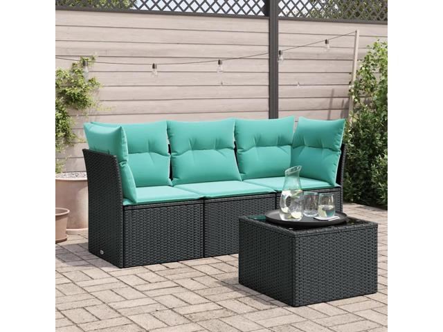 Click here for vidaXL 4 Piece Patio Sofa Set with Cushions Black... prices