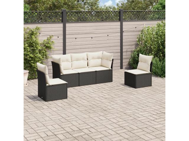 Click here for vidaXL 5 Piece Patio Sofa Set with Cushions Black... prices