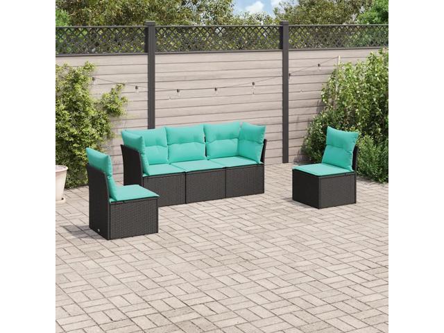 Click here for vidaXL 5 Piece Patio Sofa Set with Cushions Black... prices
