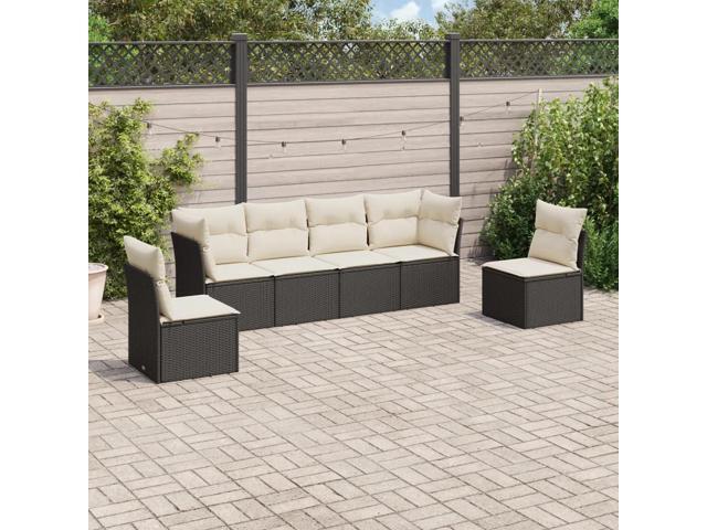 Click here for vidaXL Garden Sofa Set Black Poly Rattan Large Adj... prices