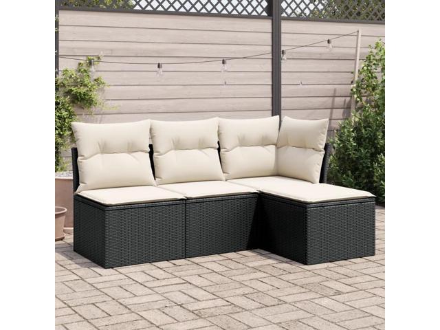 Click here for vidaXL Garden Sofa Set Black PE rattan 4 Piece Adj... prices