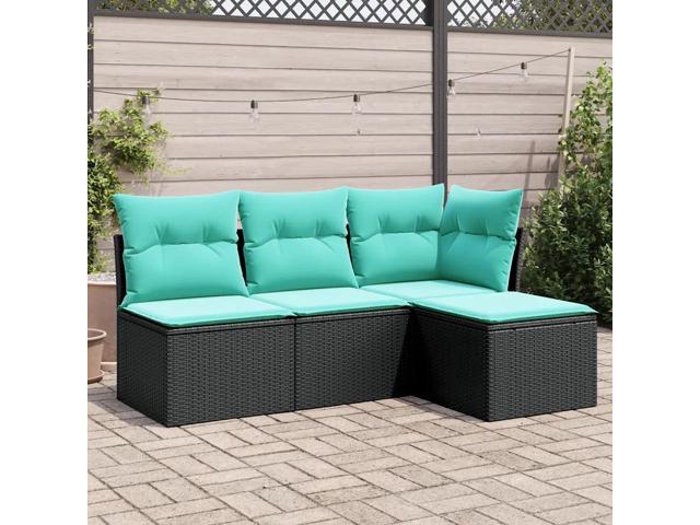 Click here for vidaXL 4 Piece Patio Sofa Set with Cushions Black... prices