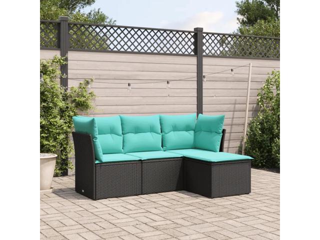 Click here for vidaXL Garden Sofa Set Black Poly Rattan 70.5 x 46... prices