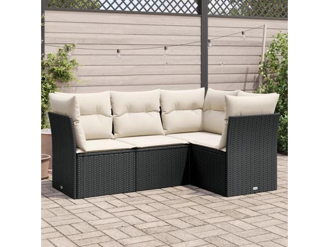 Click here for vidaXL Garden Sofa Set Black PE Rattan Adjustable... prices