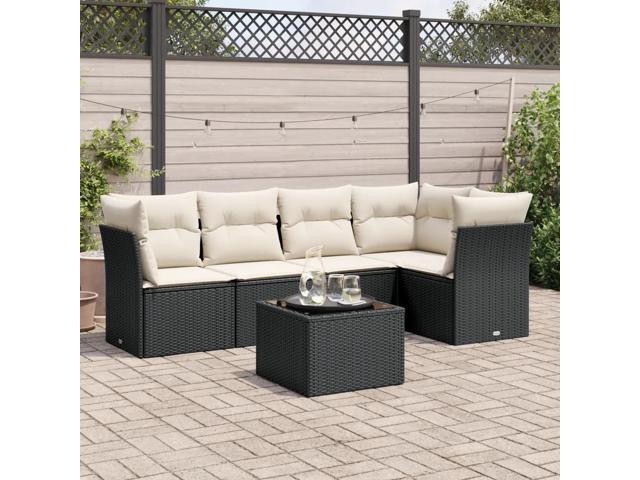 Click here for vidaXL Garden Sofa Set Black PE rattan Large Modul... prices