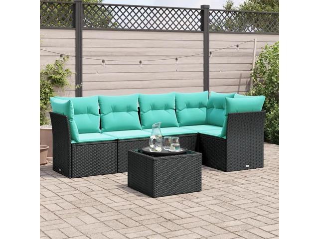 Click here for vidaXL 6 Piece Patio Sofa Set with Cushions Black... prices