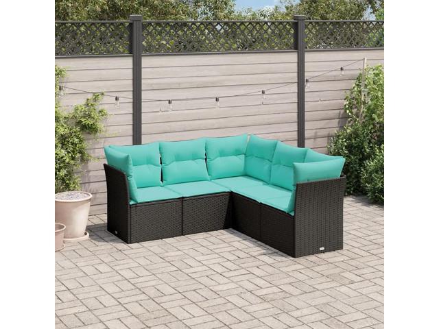 Click here for vidaXL 5 Piece Patio Sofa Set with Cushions Black... prices