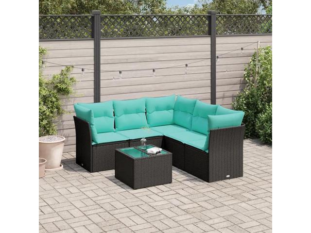 Click here for vidaXL 6 Piece Patio Sofa Set with Cushions Black... prices