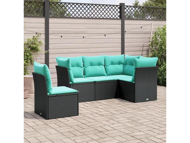 Click here for vidaXL 5 Piece Patio Sofa Set with Cushions Black... prices