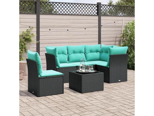 Click here for vidaXL 6 Piece Patio Sofa Set with Cushions Black... prices