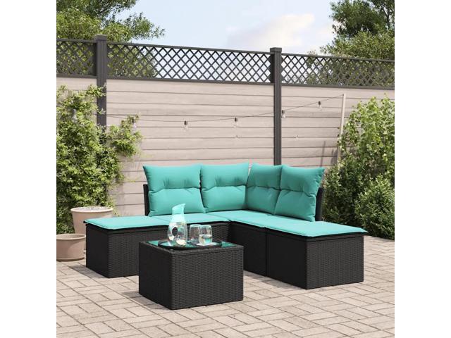 Click here for vidaXL 6 Piece Patio Sofa Set with Cushions Black... prices