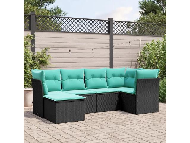 Click here for vidaXL 6 Piece Patio Sofa Set with Cushions Black... prices