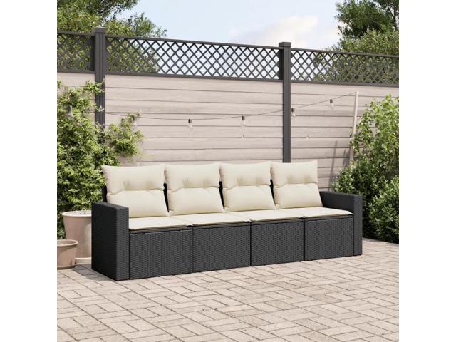 Click here for vidaXL Garden Sofa Set Black PE Rattan 4 Piece Set... prices