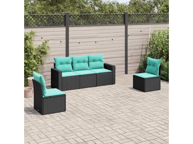 Click here for vidaXL 5 Piece Patio Sofa Set with Cushions Black... prices