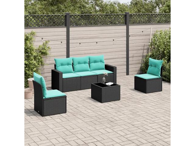 Click here for vidaXL 6 Piece Patio Sofa Set with Cushions Black... prices
