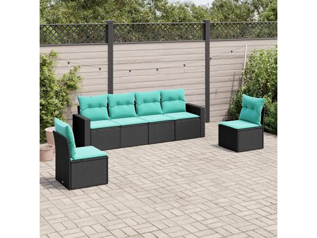 Click here for vidaXL 6 Piece Patio Sofa Set with Cushions Black... prices