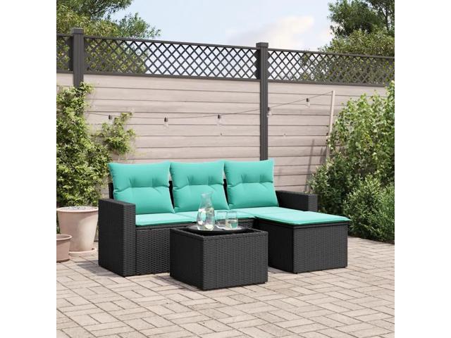 Click here for vidaXL 5 Piece Patio Sofa Set with Cushions Black... prices