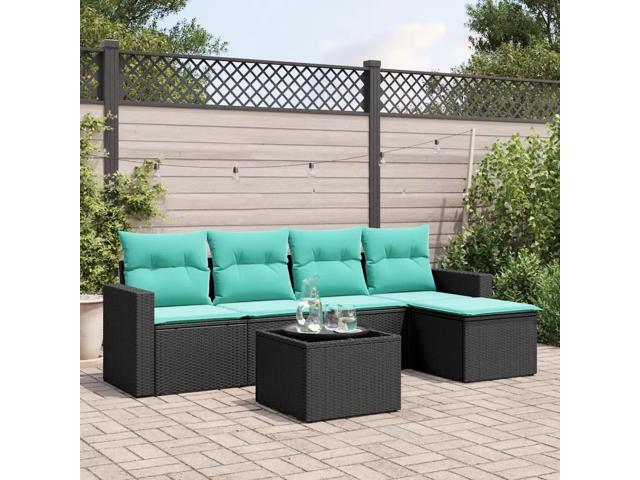 Click here for vidaXL 6 Piece Patio Sofa Set with Cushions Black... prices